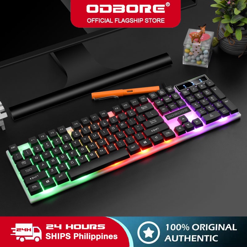 ODBORE mechanical keyboard gaming keyboard set Rainbow LED Gaming usb ...