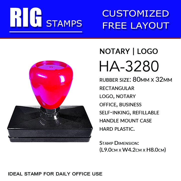 RIG Personalized Stamp HA-32x80mm | Customized | Notary | Self-inking ...