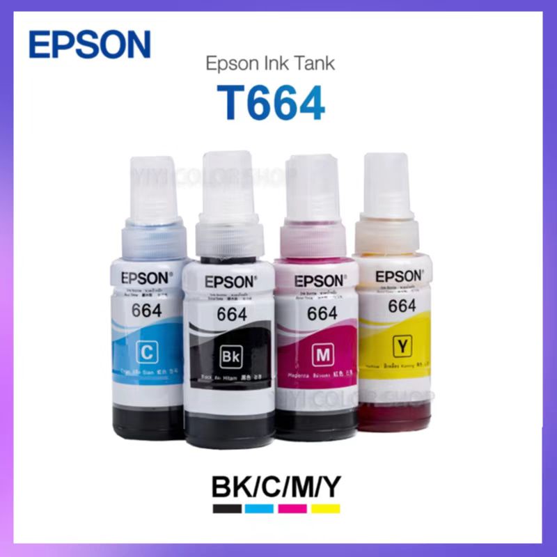 Epson 664 Black Cyan Magenta Yellow Ink Original L120 L100 L110 L200 L210 L220 Other LSeries ...