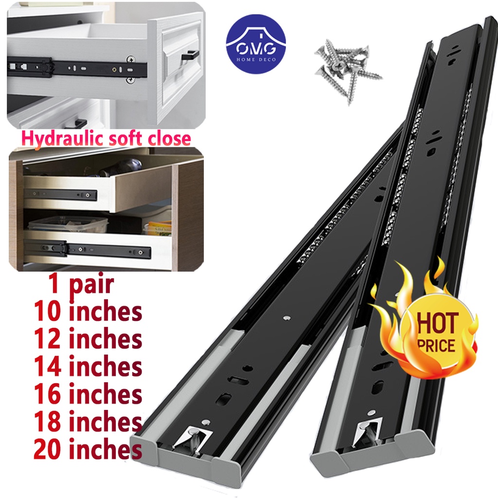 2Pcs Drawer Guide Soft Close Drawer Slide Roller Full Extension Ball ...