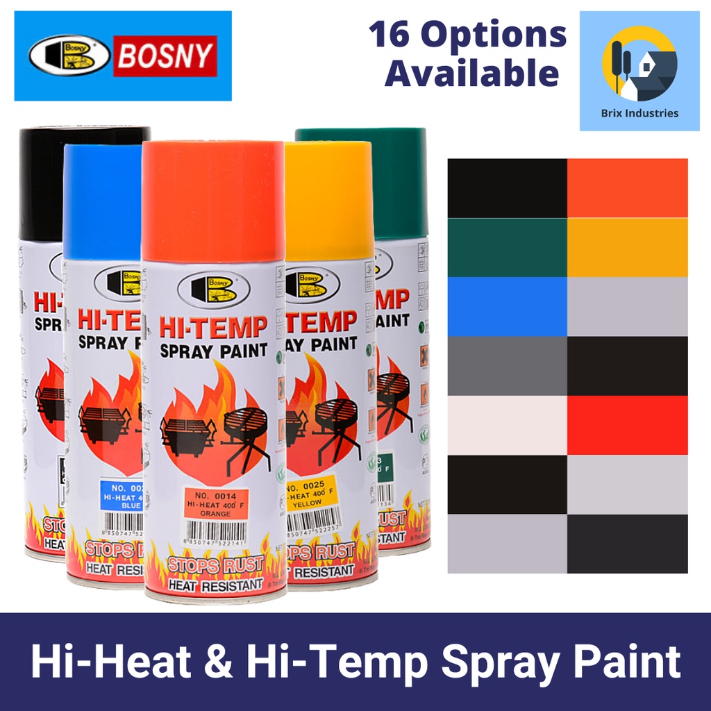 Bosny Hi Heat and Hi Temp Spray Paint 400F or 1200F Heat Resistance ...