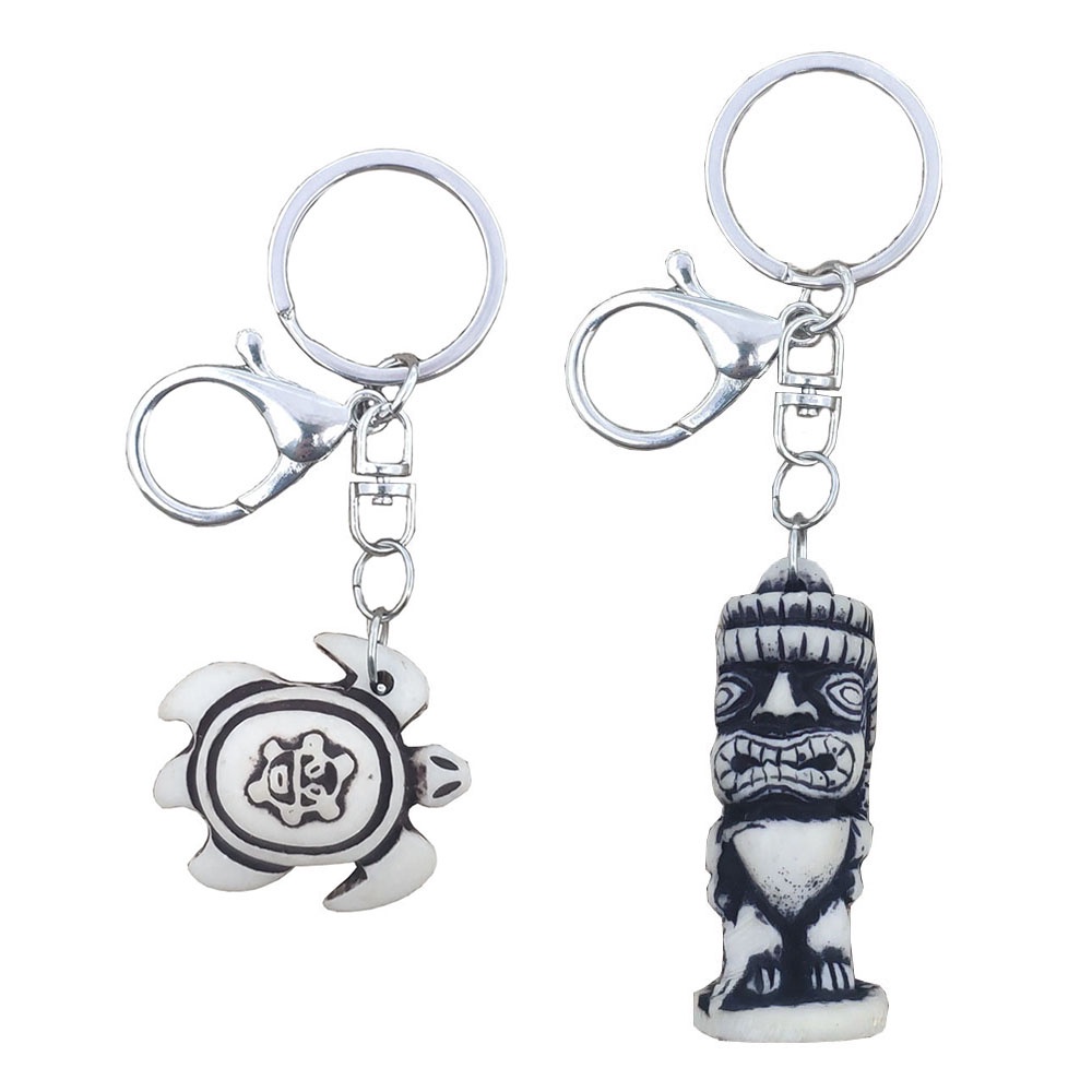 Antique Silver Resin Tiki Gods Statue Keychain Dolphin Eagle Elephant ...