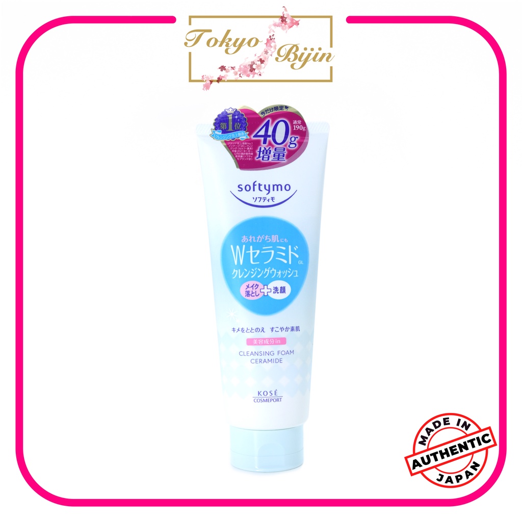 KOSE SOFTYMO CLEANSING ALL-IN-ONE CERAMIDE WHITE ESSENCE FACIAL WASH (190g) | TOKYO BIJIN ...