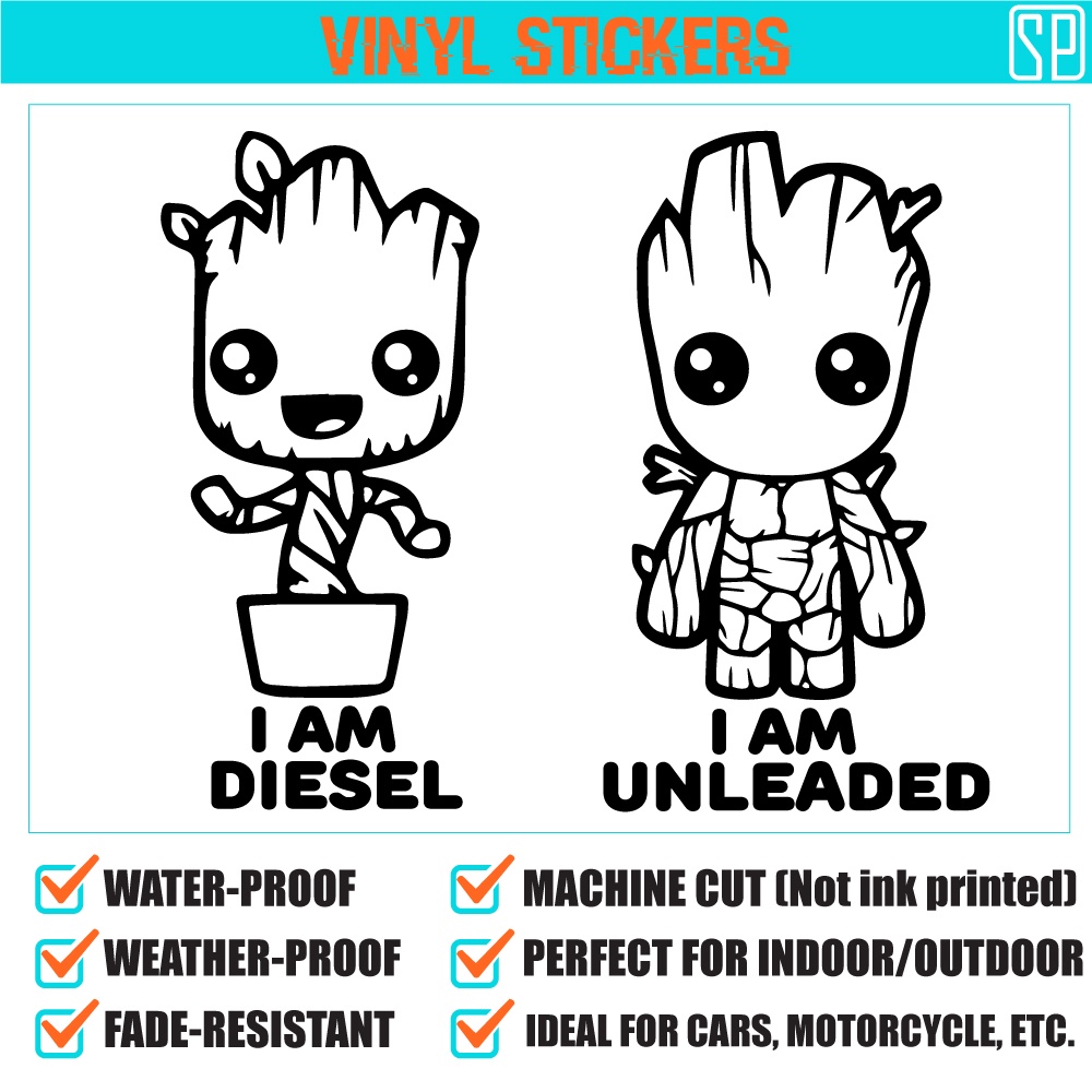 DIESEL UNLEADED Groot Sticker - Waterproof Car Gas Door Sticker - Groot ...