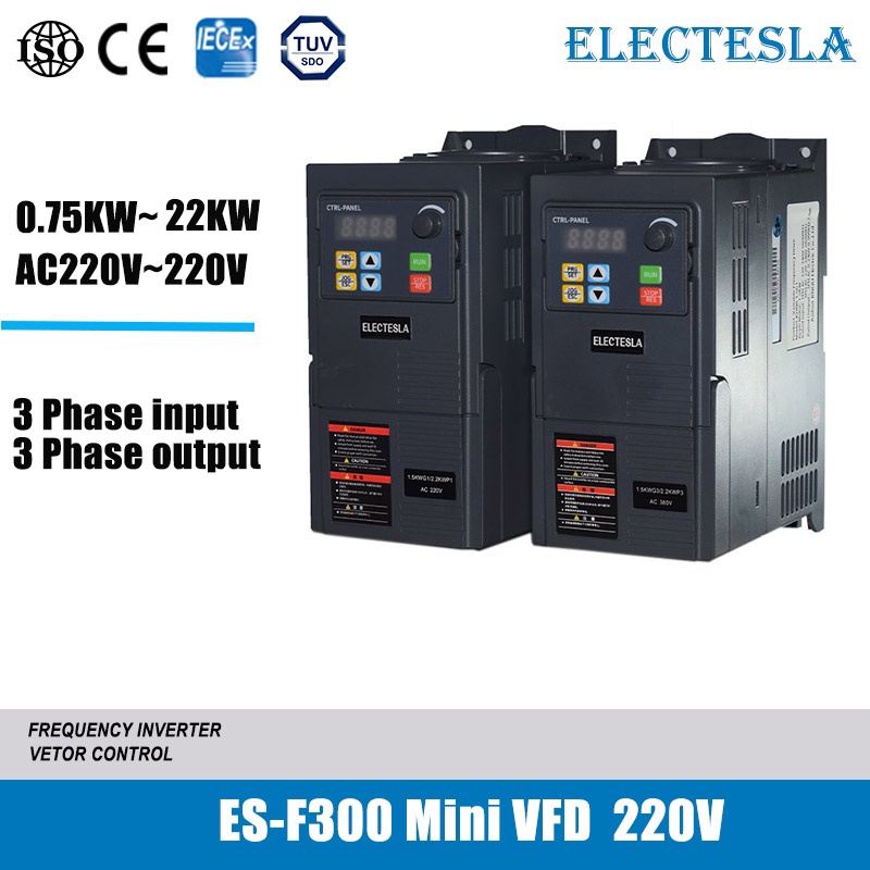 VFD Inverter Three Phase to Three Phase 220V 0.75KW/1.5KW/2.2KW/3KW/4.4KW Variable Frequency ...