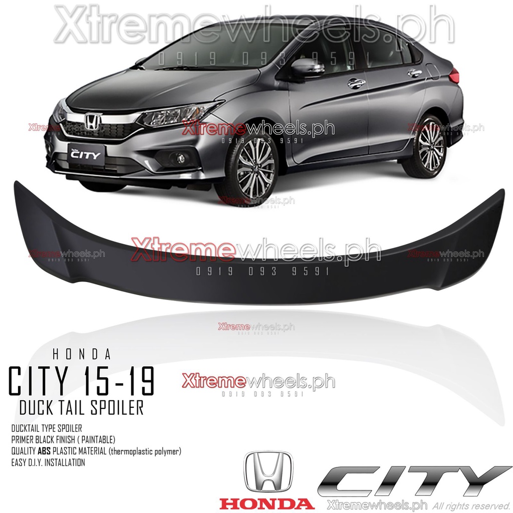 Honda City 2015-2019 Paintable Primer Black only Rear Spoiler (WY030 ...