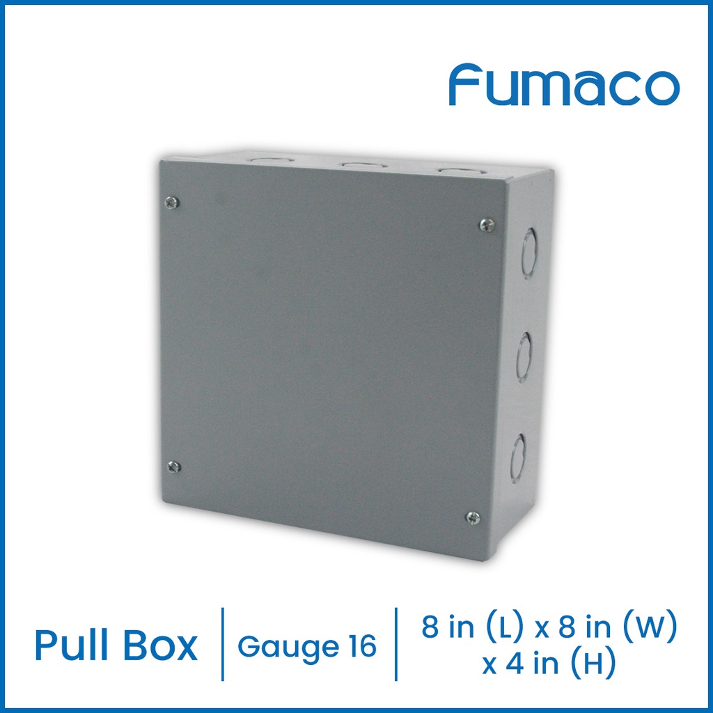 Fumaco Pull Box w/ Cover, Gauge 16, 1/2 3/4 Concentric Knockout 6, 8 ...