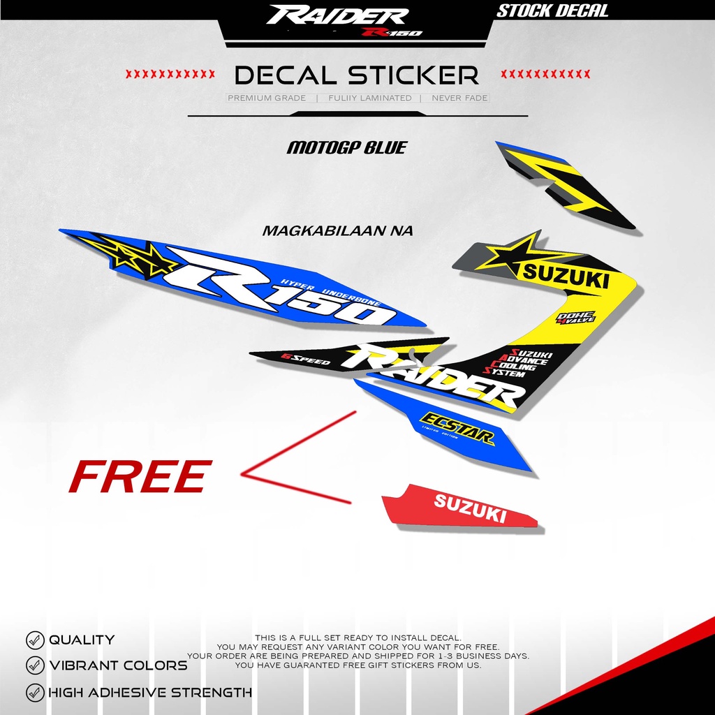 Raider 150 Carb Stock Decals-(Wandecs Fully Laminated-Gloss Vinyl high ...