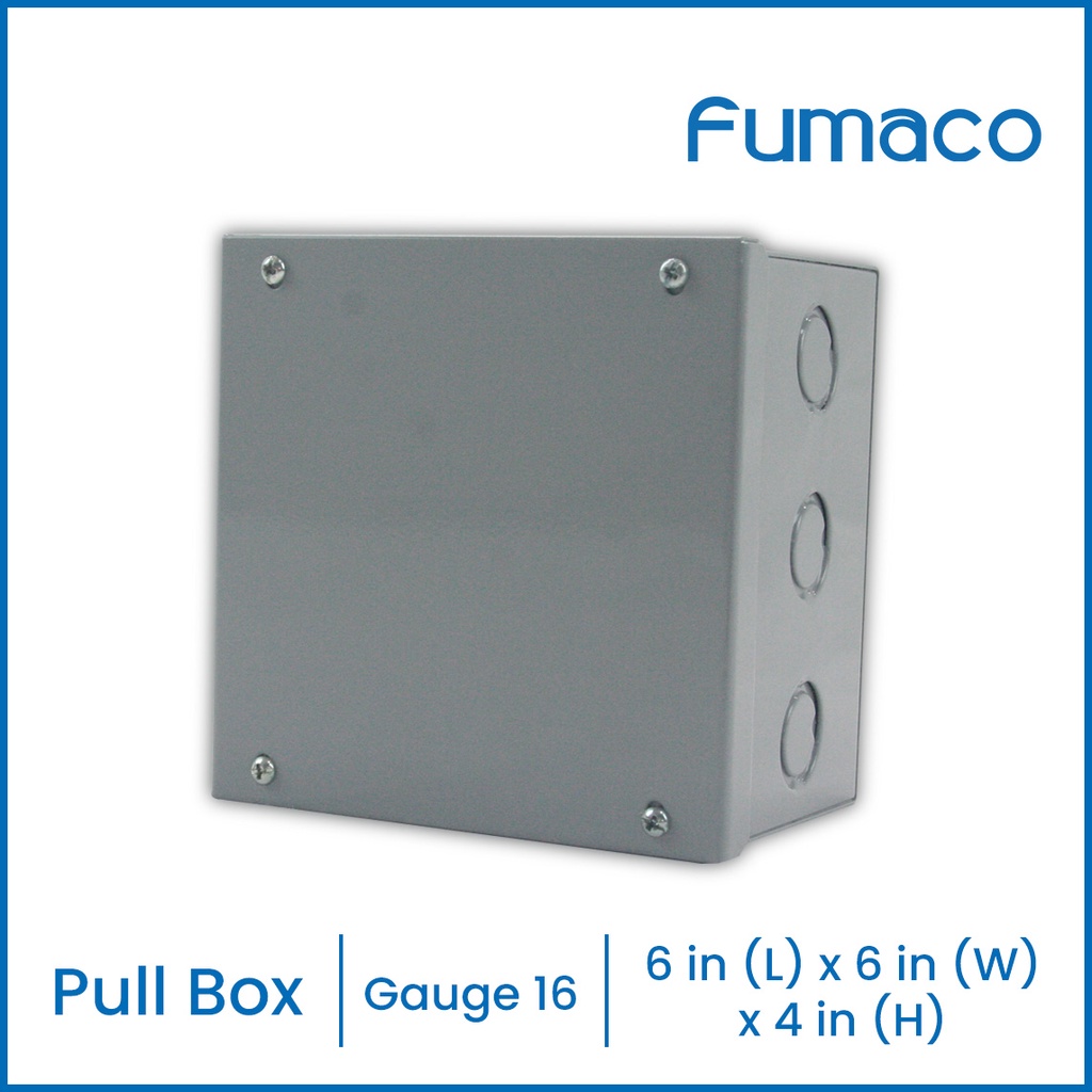 Fumaco Pull Box w/ Cover, Gauge 16, 1/2 3/4 Concentric Knockout 6, 8 ...