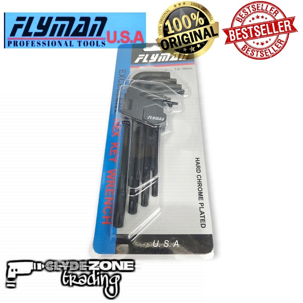 CLYDEZONE TRADING FLYMAN ORIGINAL 9 Pcs. Allen Wrench Set (FLOWER KEYS ...