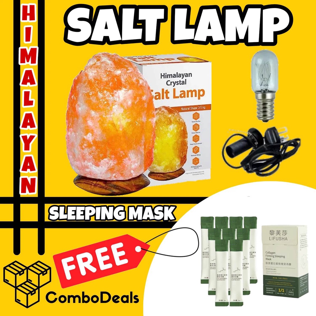 Pure Himalayan Natural Rock Salt Lamp with FREE 20pcs Collagen firming ...