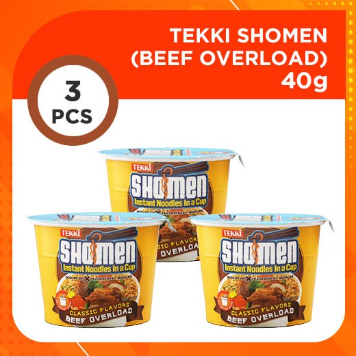 Tekki Shomen Instant Cup Noodles Beef Overload Flavor ( 40g x 3pcs ...