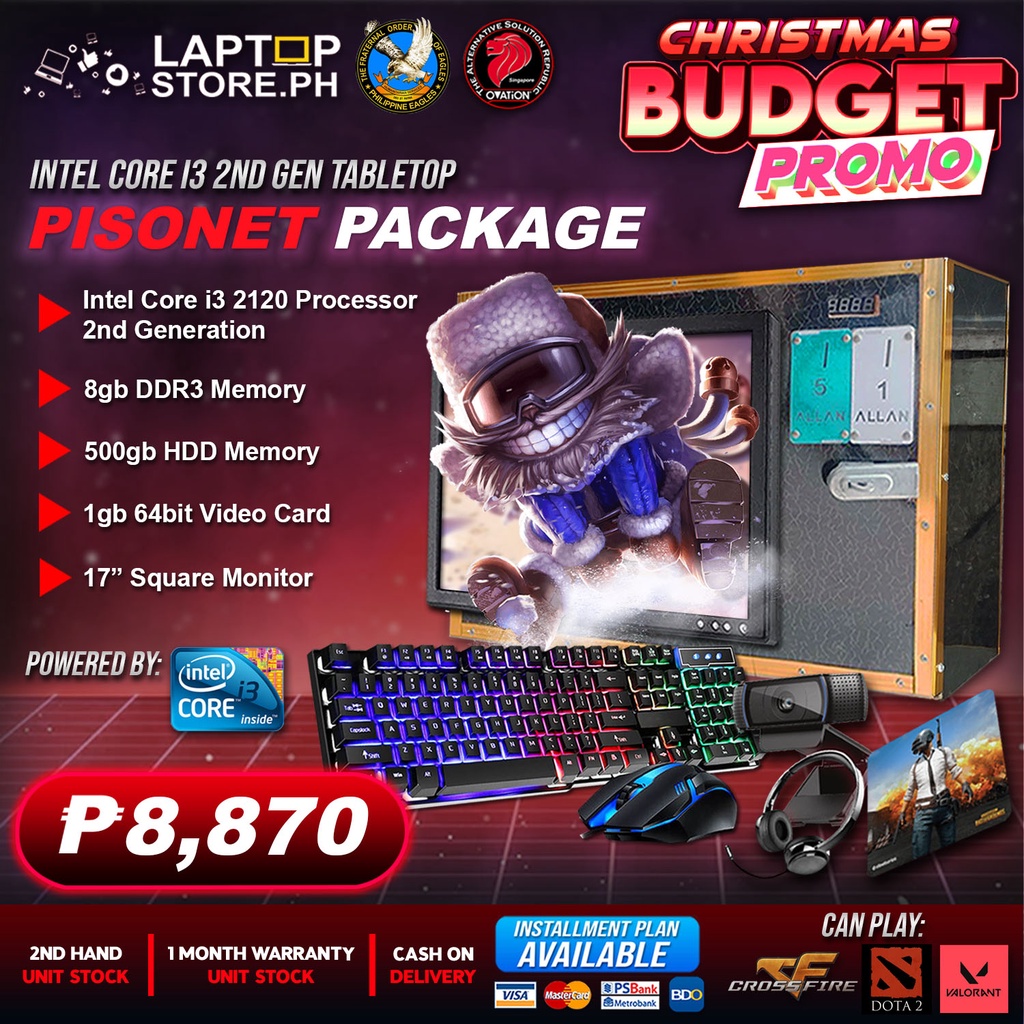 TABLETOP PISONET PACKAGE-Intel Core i3 2120 Processor-8gb DDR3 500gb ...