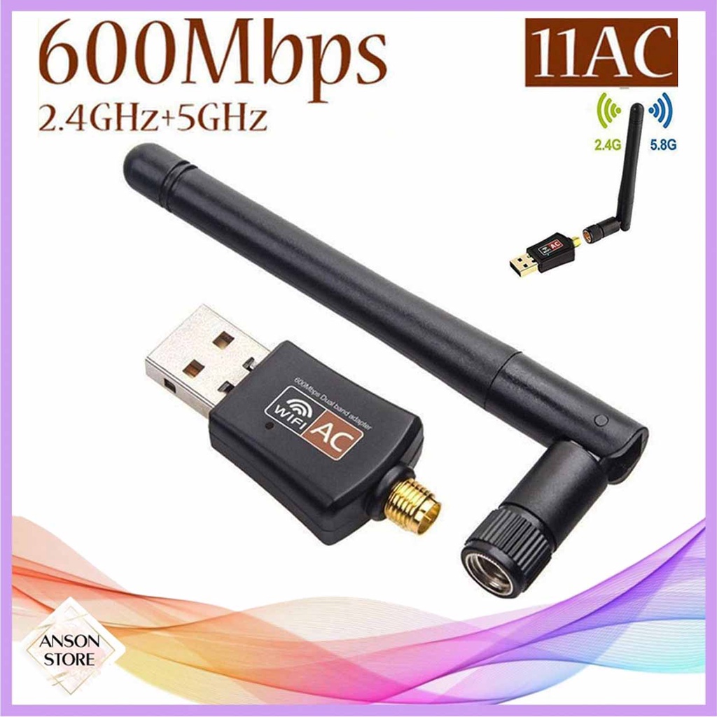 600Mbps Usb Wifi Adapter Ac600 2.4Ghz 5Ghz Dual Band Wireless Network ...