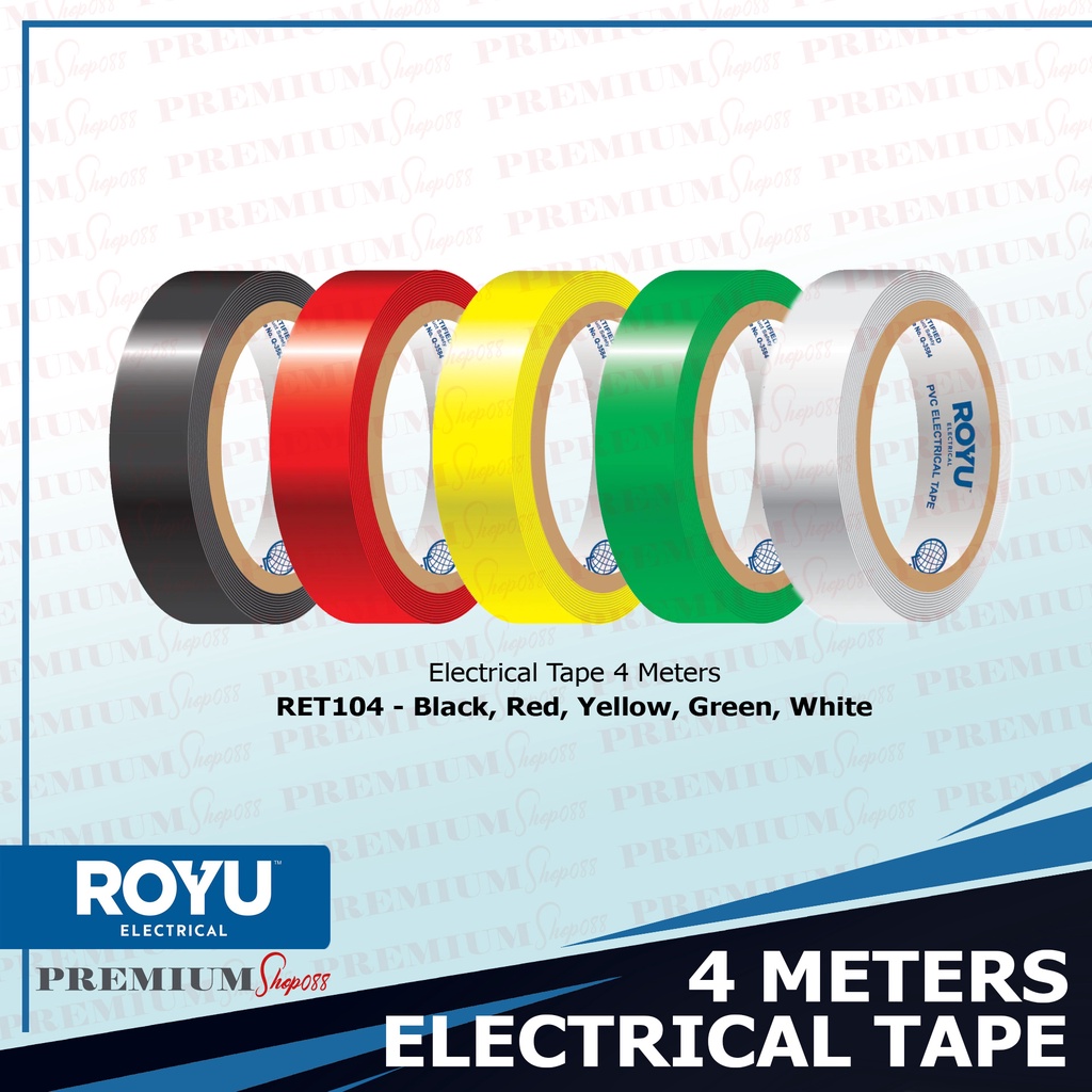 Royu PVC Electrical Tape 4M 6M 16M Black Red Yellow Green White 4 8 16 ...
