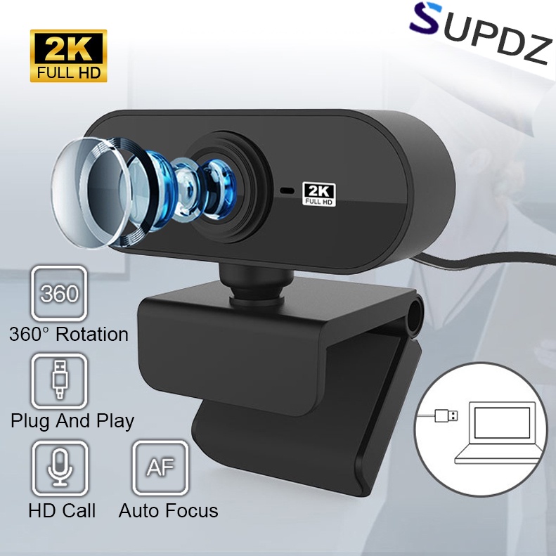 2K Full HD Webcam Gaming Camera Noise Cancelling Microphone USB Plug ...