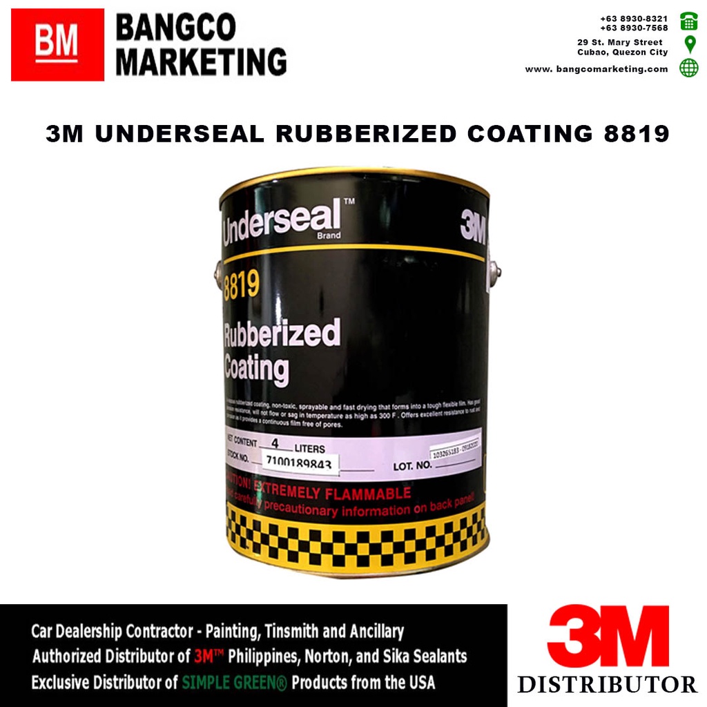 3M Underseal Rubberized Coating 4liters, 08819 | Shopee Philippines