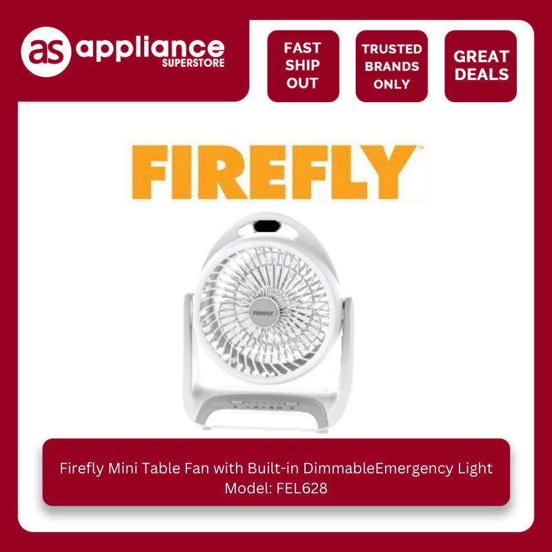 Firefly Mini Table Fan with Built-in Dimmable Emergency Light FEL628 ...
