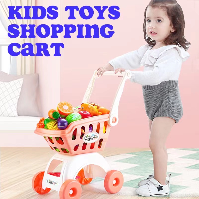 Pom Shopping Cart Toy Pretend Play Boy And Girl Toys Gift Set Mini ...