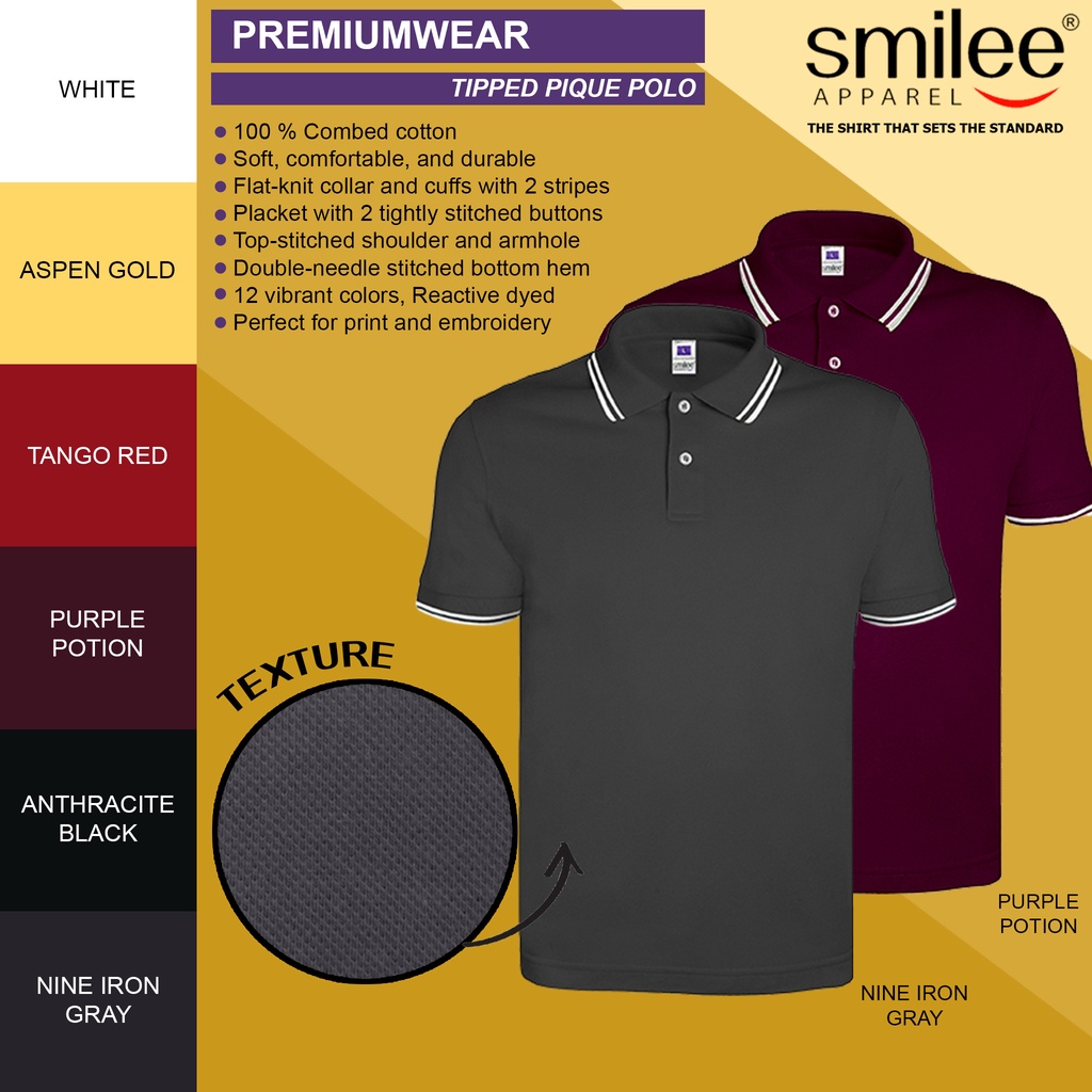 Smilee Apparel Premium Tipped Pique Polo Shirt 1 | Shopee Philippines
