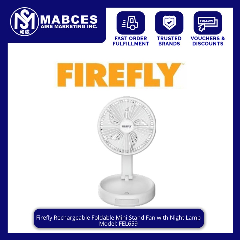 Firefly Rechargeable Foldable Mini Stand Fan with Night Lamp FEL659 ...