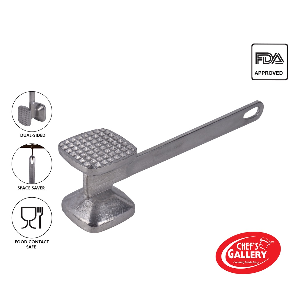 Chef's Gallery Meat Hammer | Dual-sided Tenderizer | 100% Food Grade ...