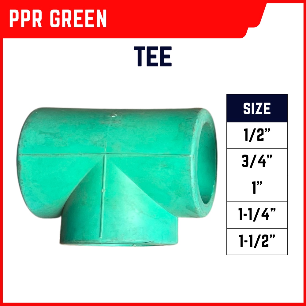PPR Green Tee (Available Size: 1/2", 3/4" and 1") PVC Fittings Sold per ...