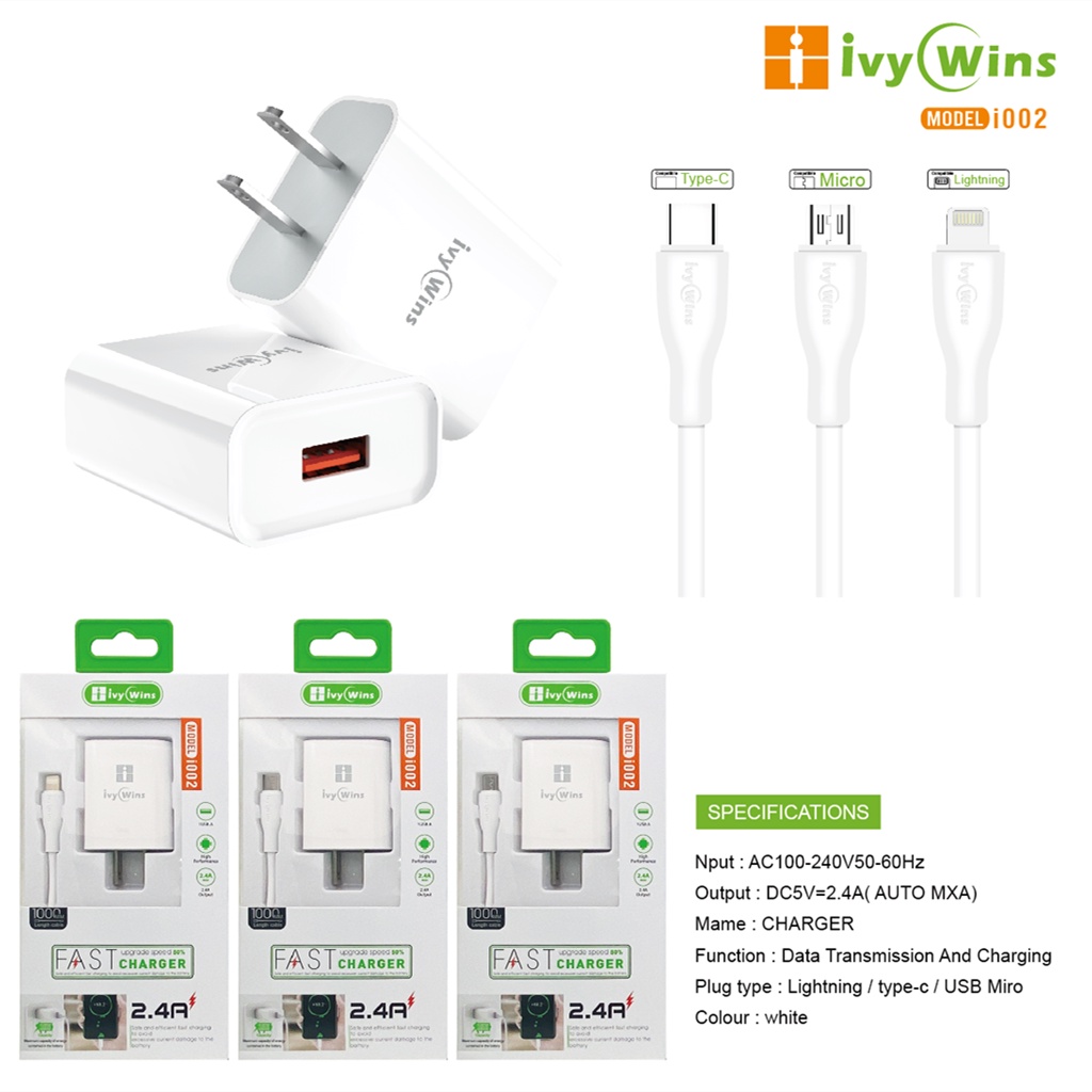 Original Fast Charging 2.4A 1M USB Cable for Android Micro Type C iPh ...