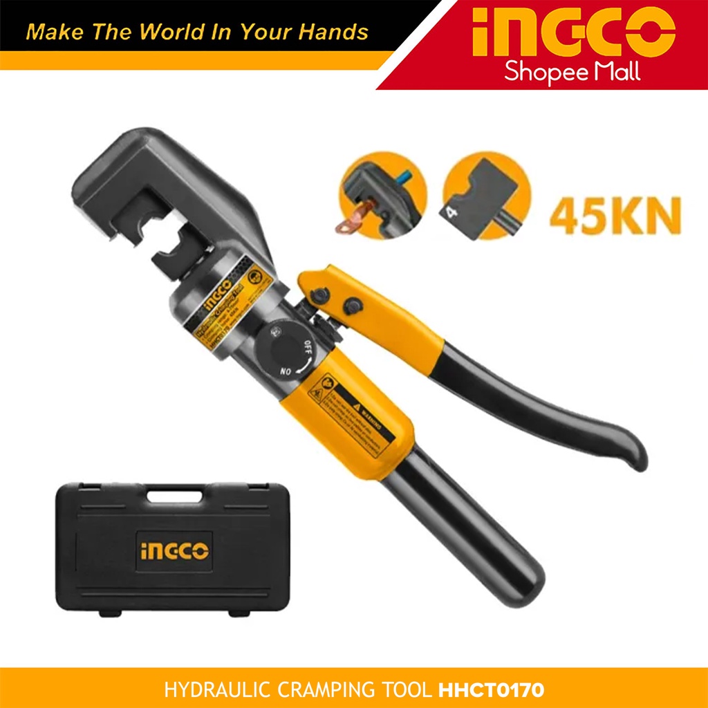 Ingco HHCT0170 Hexagonal Hydraulic Crimping Tool 45KN Cu 4mm – 70mm2 ...