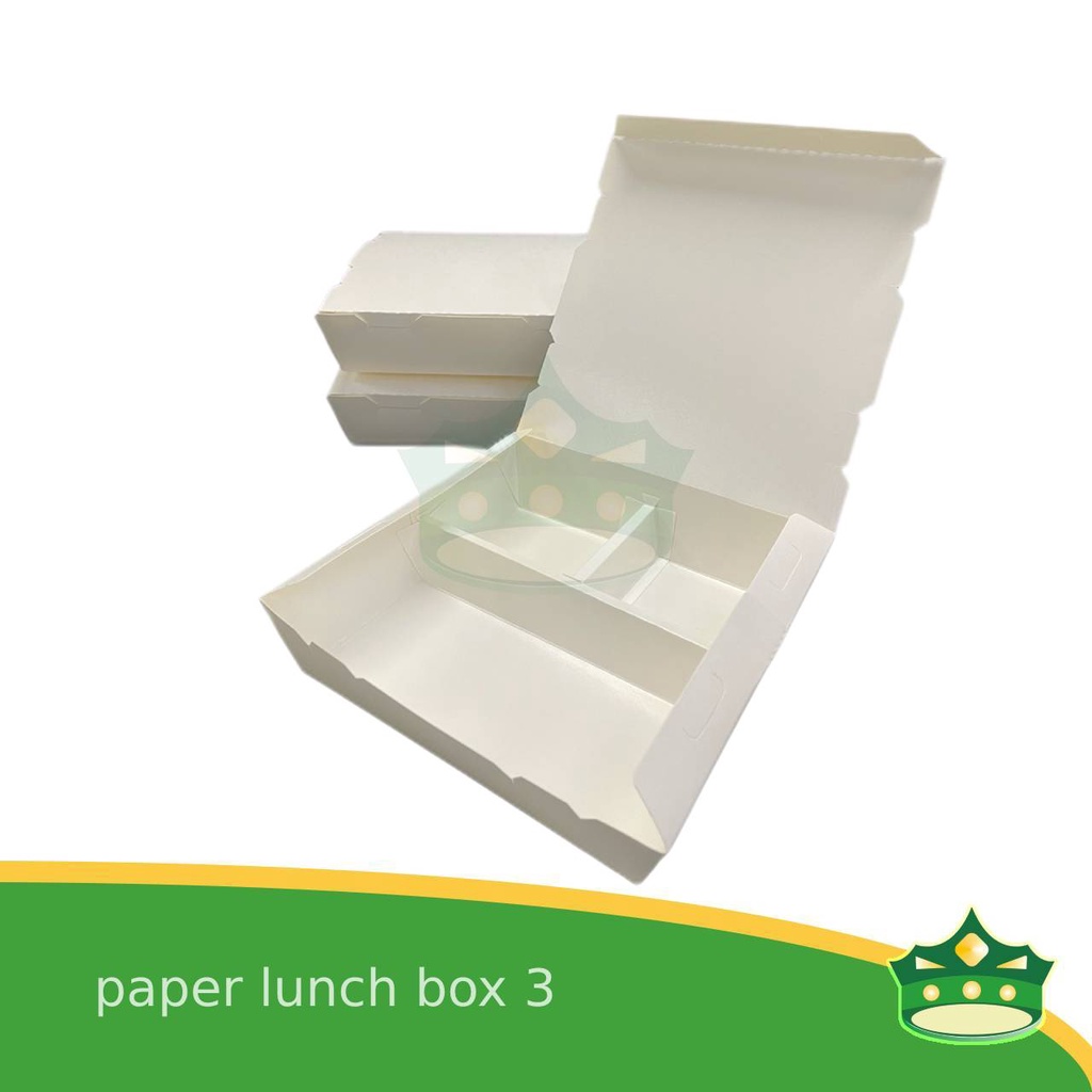 [25 pcs] paper lunch box 3 white laminated or paper bento 3 division, 3 ...