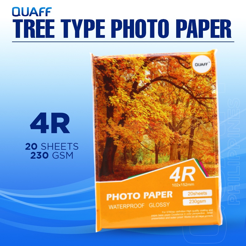 QUAFF Glossy Photo Paper 230GSM With Back Print A4 / 5R / 4R / 3R (20 ...