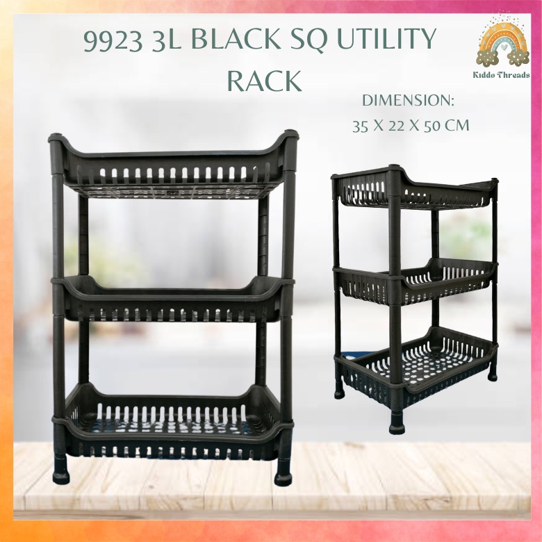 3 LAYER BLACK UTILITY RACK/ ORGANIZER RACK/ 3 LAYER ORGANIZER TRAY ...