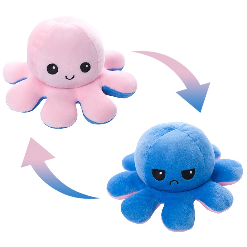 Toybus Reversible flip octopus doll expression cute plush toy reverse ...