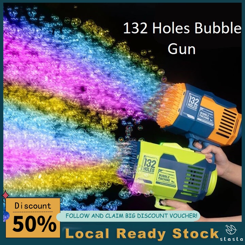 132-Hole Bubble Gun Bubble Machine Gun With Fan Soap Bubble Gun Toy For ...