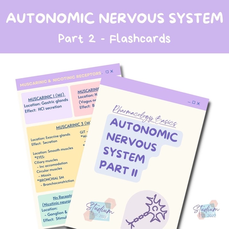 Pharmacology Flashcards - Autonomic Nervous System Part II | Shopee Philippines
