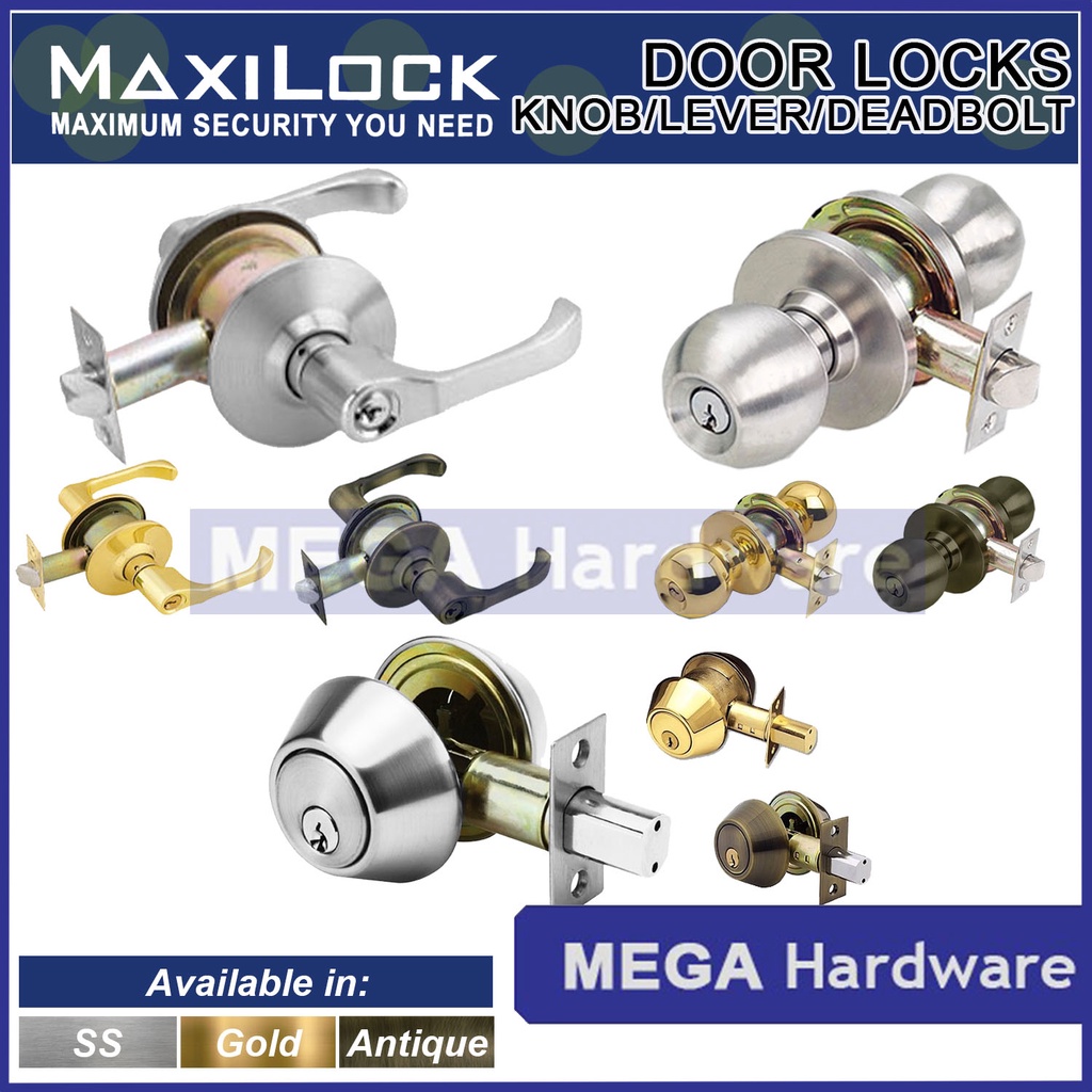 MAXILOCK Door Knob Keyed Entry Lockset / Single or Double Deadbolt ...
