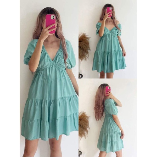 Emily Puff Sleeve Mini Dress/Premium challis fabric | Shopee Philippines