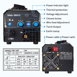 AZZUNO MIG Welding Machine Inverter 220V gasless mig-160X arc welding ...