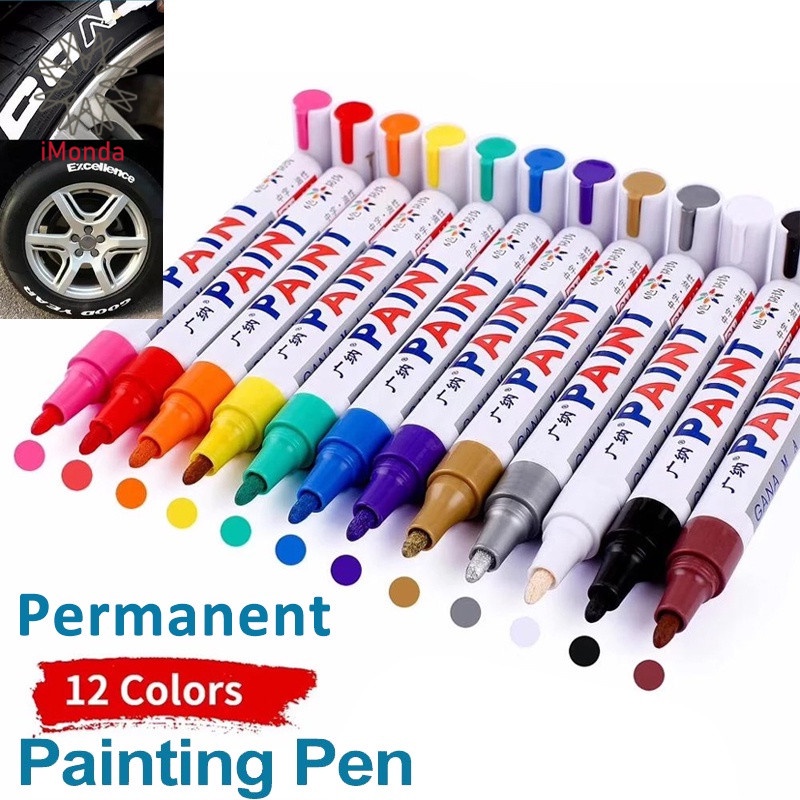 12 Colors Multifunction Waterproof Car Tyre Tire Tread Rubber Metal ...