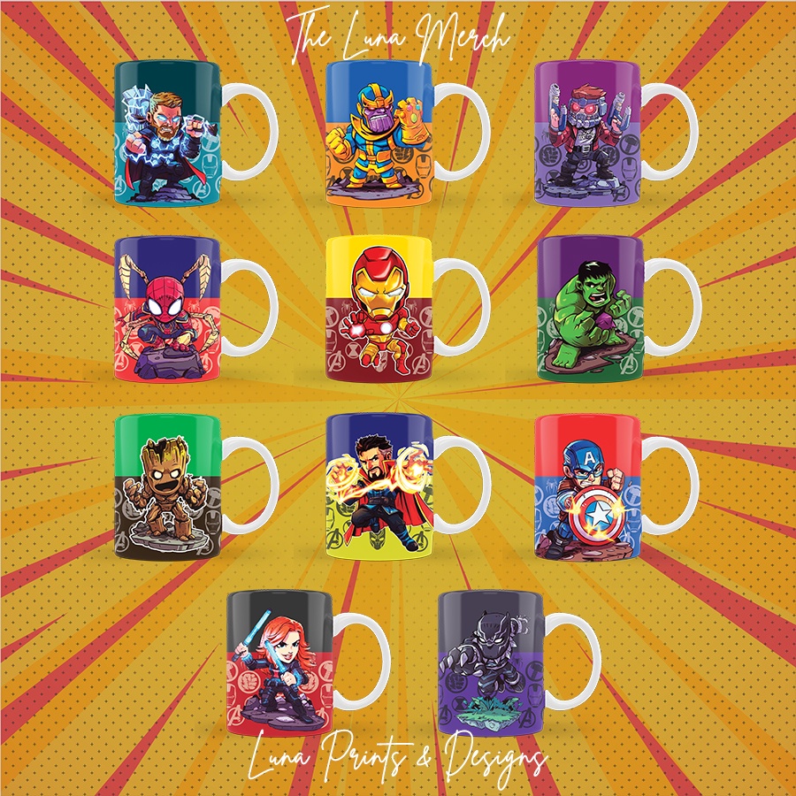 Marvel Comics - Avengers mug Collection (Black Panther Black widow ...