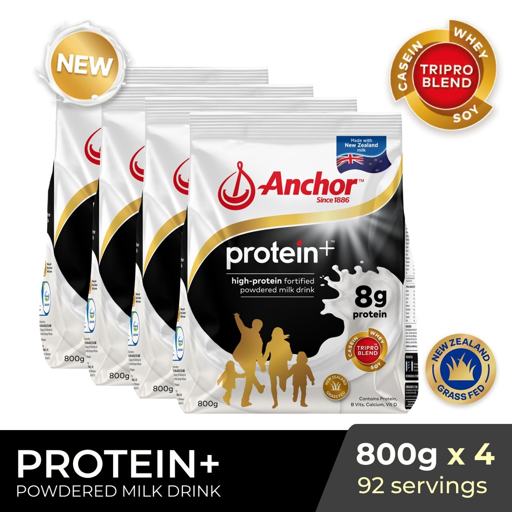 Anchor Protein Plus Milk Powder Plain 800g x4 | Shopee Philippines