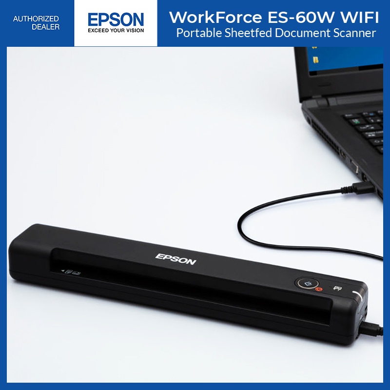 Epson WorkForce ES-60W Wi-Fi Portable Sheetfed Document Scanner ...