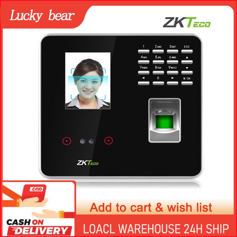 ZKTeco Fingerprint Attendance Machine LCD Screen Intelligent Biometric Face Recognition Absence ...