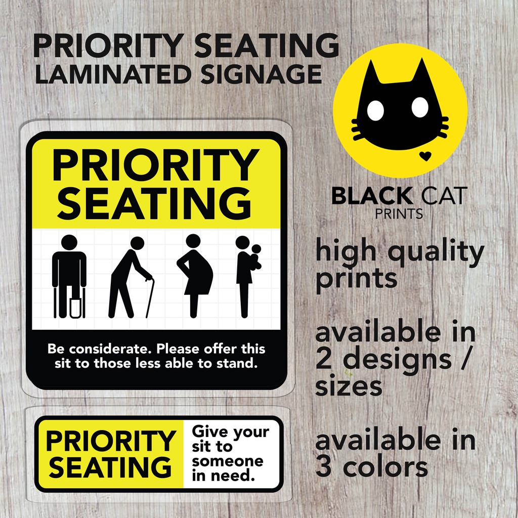 Priority Seating Laminated Signs / Sign Board / Signages | Shopee ...