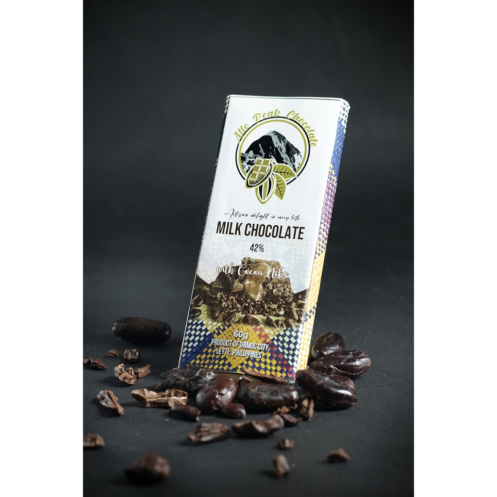 Alto Peak Chocolate 42% Milk Chocolate with Nibs 60g | Shopee Philippines