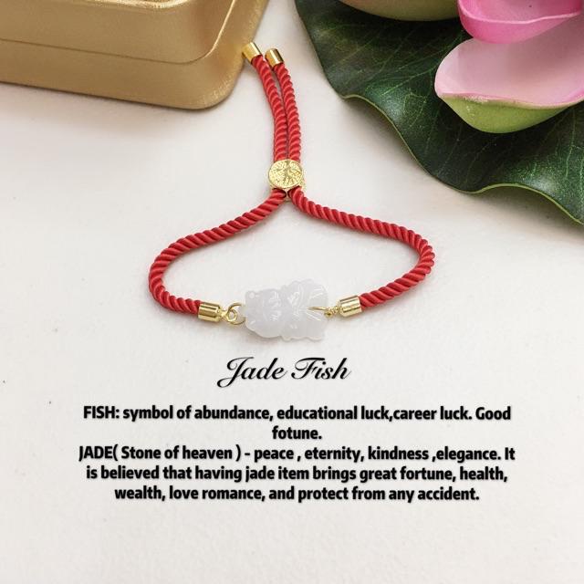 lucky charm Authentic jade and red string bracelet (CAD) | Shopee ...