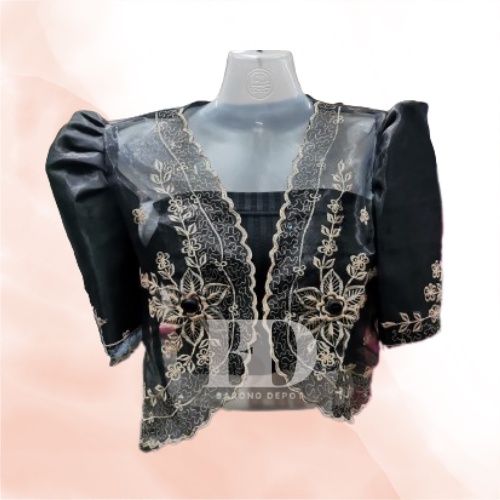Modern Filipiniana Imelda Puff Sleeve Women Bolero Top- Black | Shopee ...