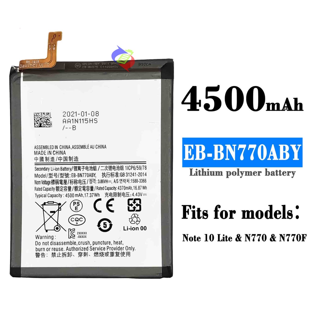 Sam Note 10 Lite N770 N770F EB-BN770ABY Battery | Shopee Philippines
