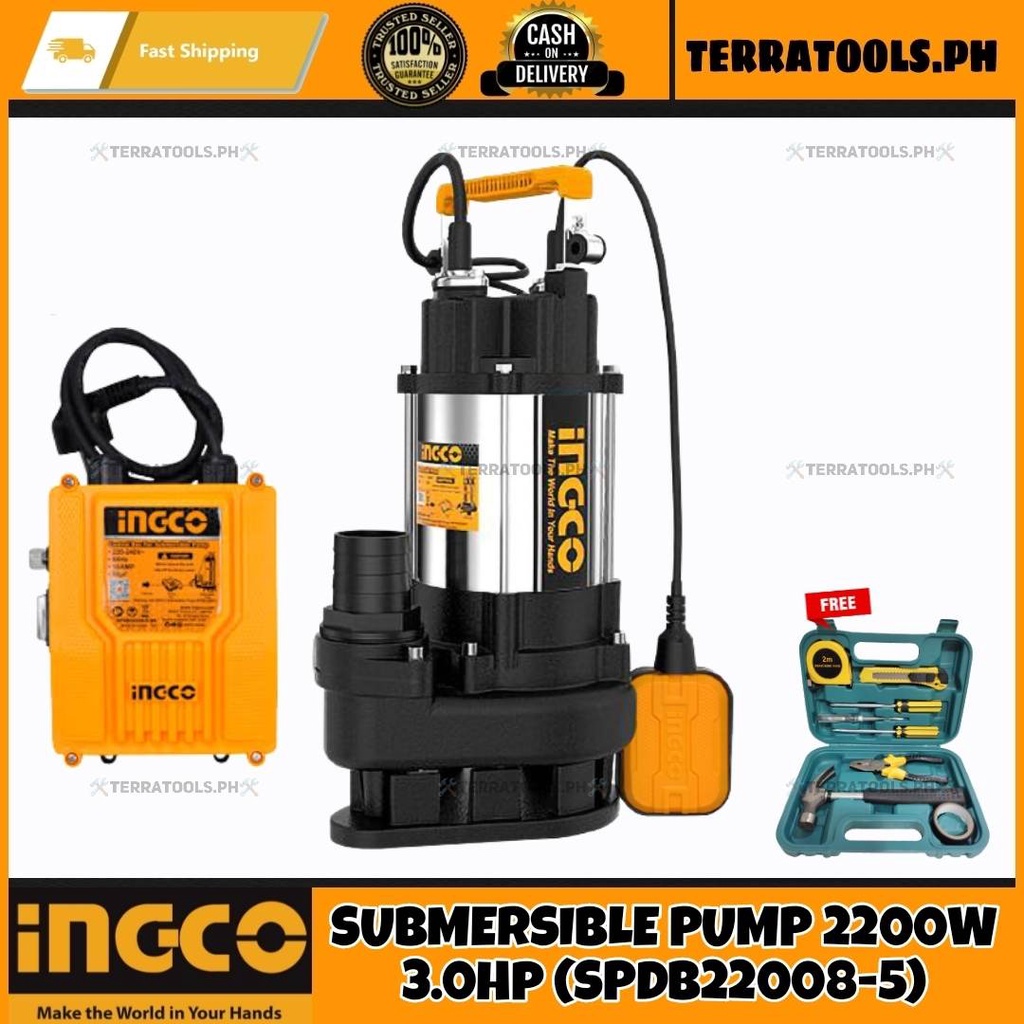 INGCO 2200W/3.0HP Submersible Water Pump SPDB22008-5 with Control Box ...