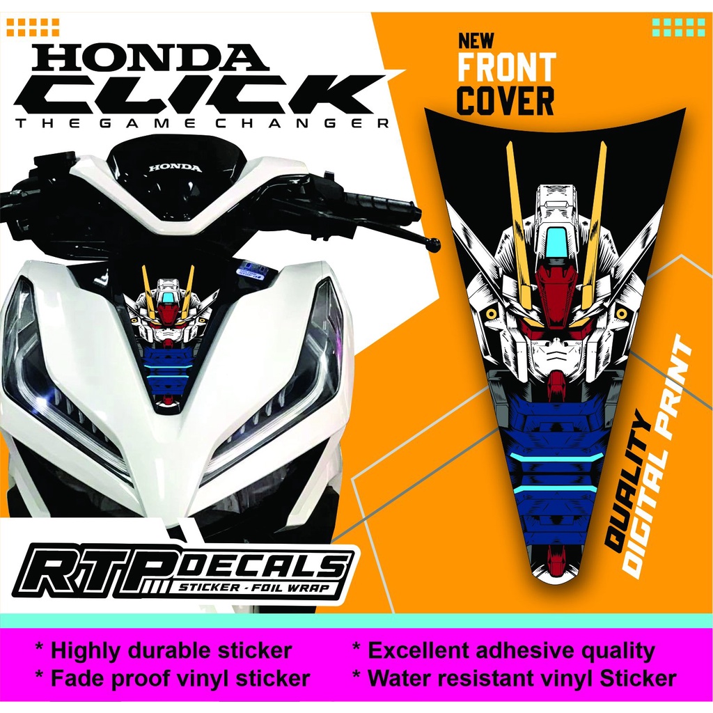 (NEW) Honda Click Front Dibdib Printed Decals Sticker Gundam Once Piece ...